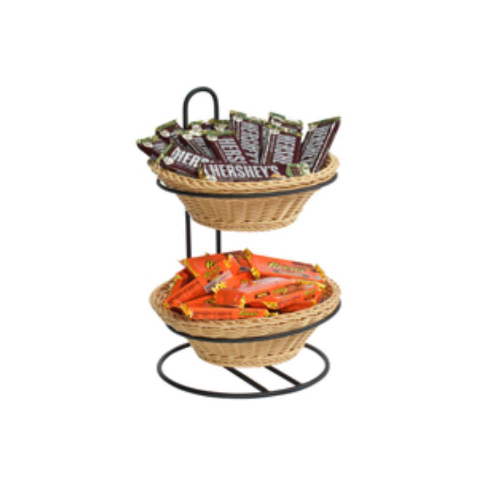 Specialty Store Services 2 Tier Plastic Round Wicker Basket Countertop ...