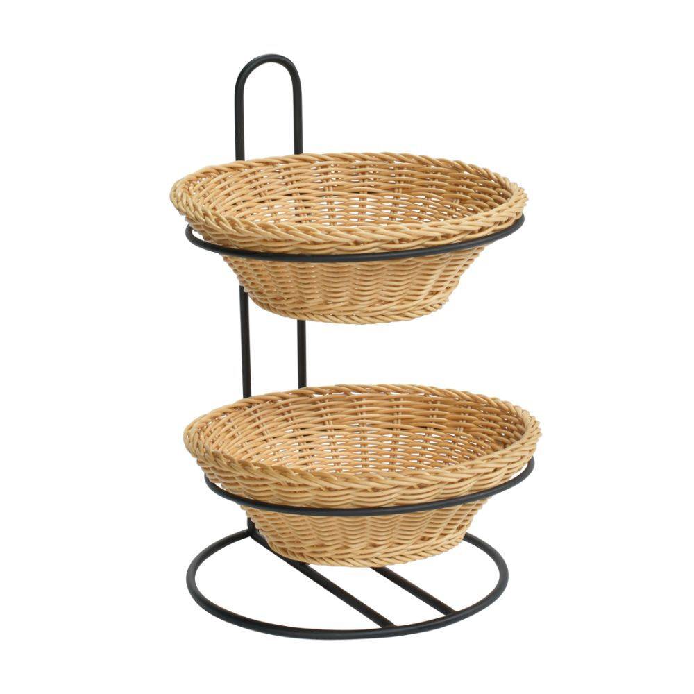 Specialty Store Services 2 Tier Plastic Round Wicker Basket Countertop ...
