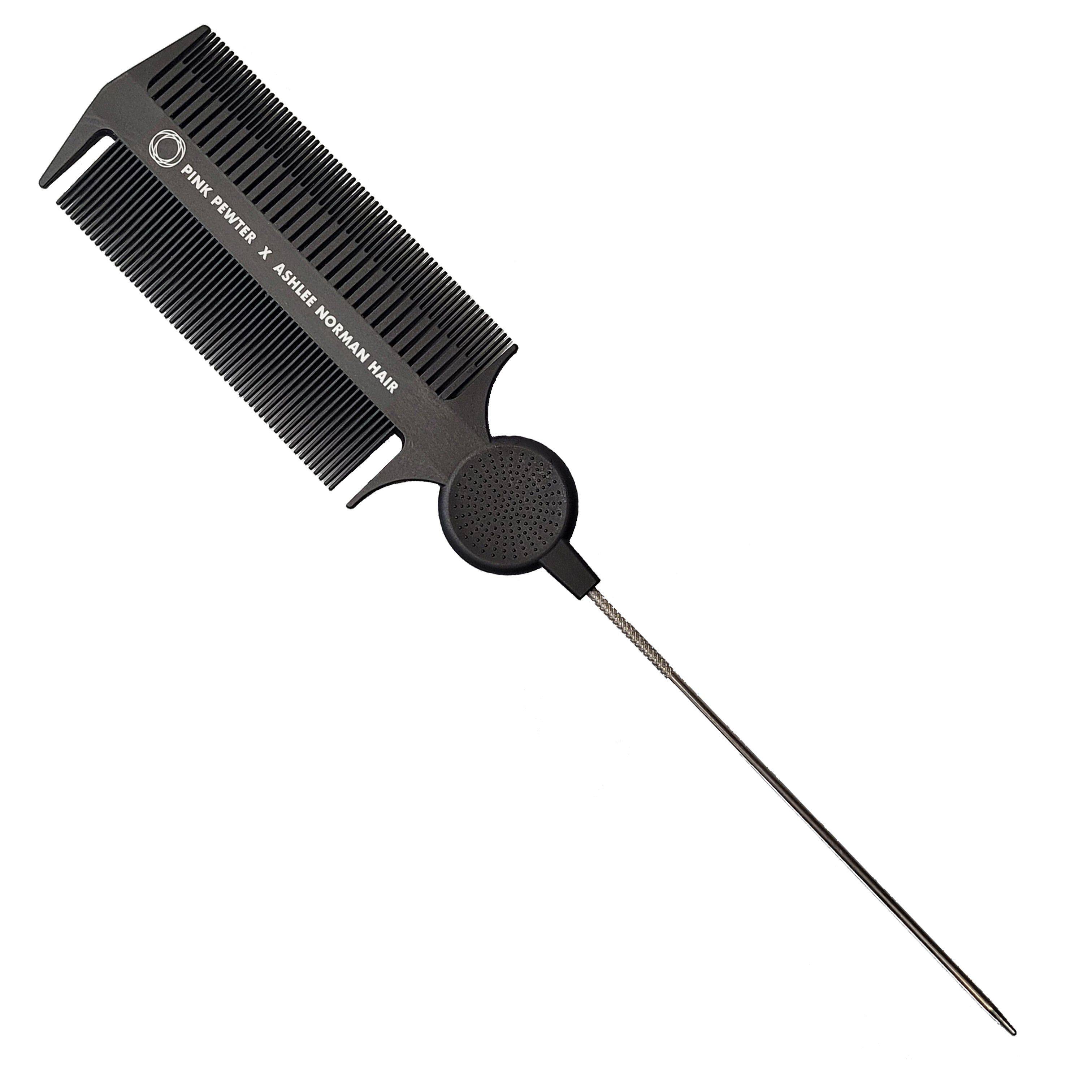 Pink Pewter Triple Threat Carbon Fibre Tease, Weave and Lock Styling Comb