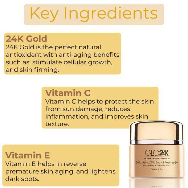 GLO24K Detoxifying 24K Facial Peeling Gel 1.7oz