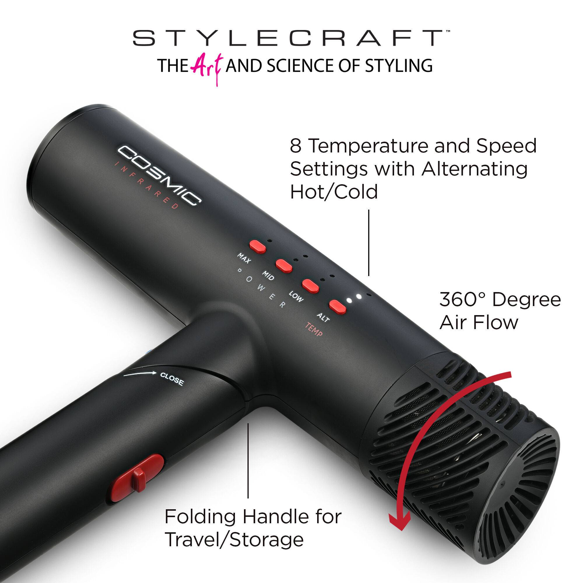 StyleCraft Cosmic Professional Ultra-Lightweight Foldable Hair Dryer