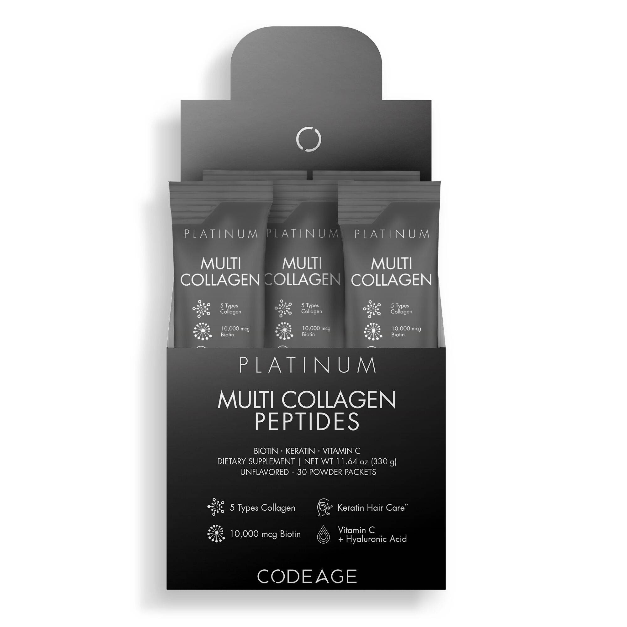 Codeage Multi Collagen and Biotin 10,000 mcg + Vitamin C Powder - 30 ...