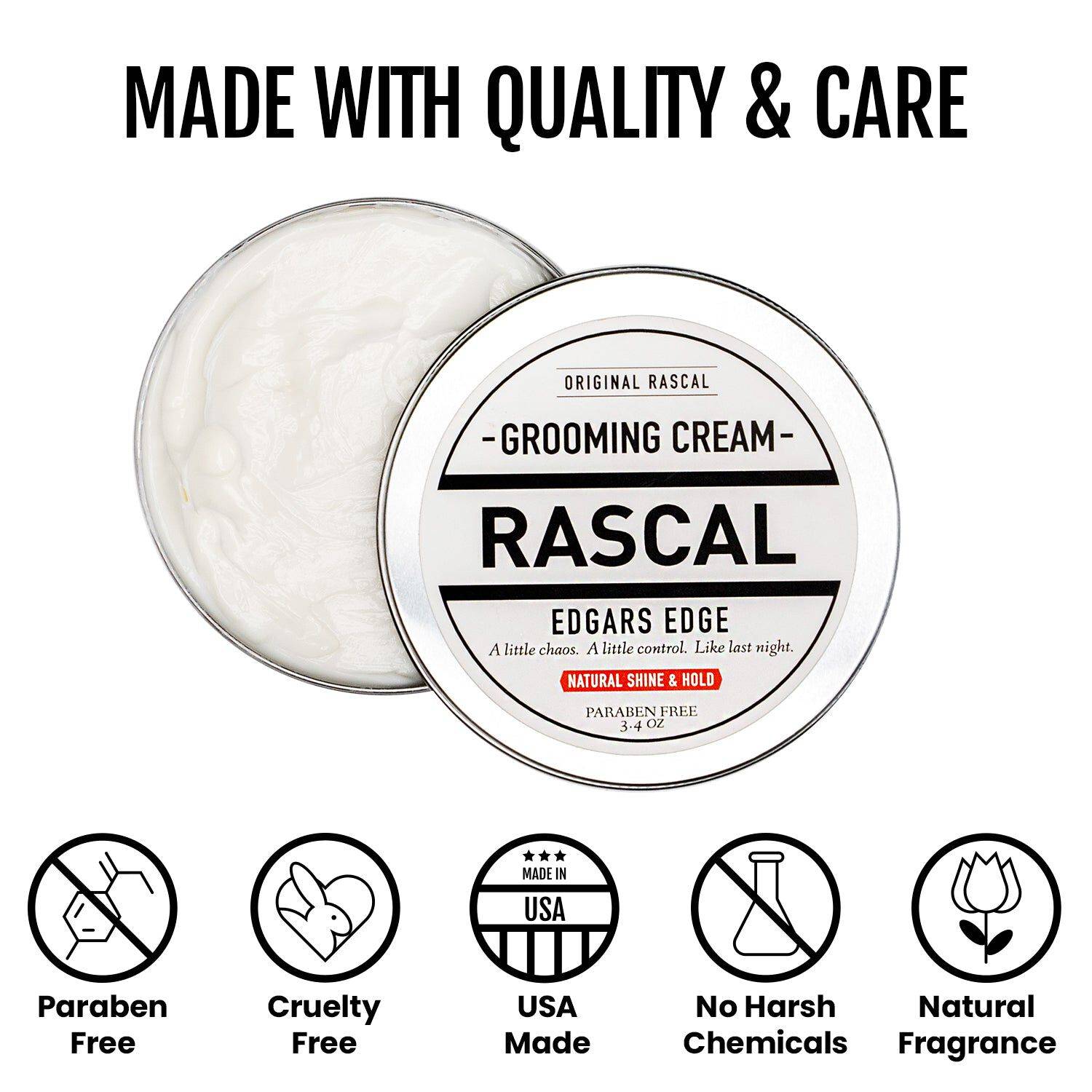 Rascal Deluxe Pomade: Edgars Edge Grooming Cream 3.4oz