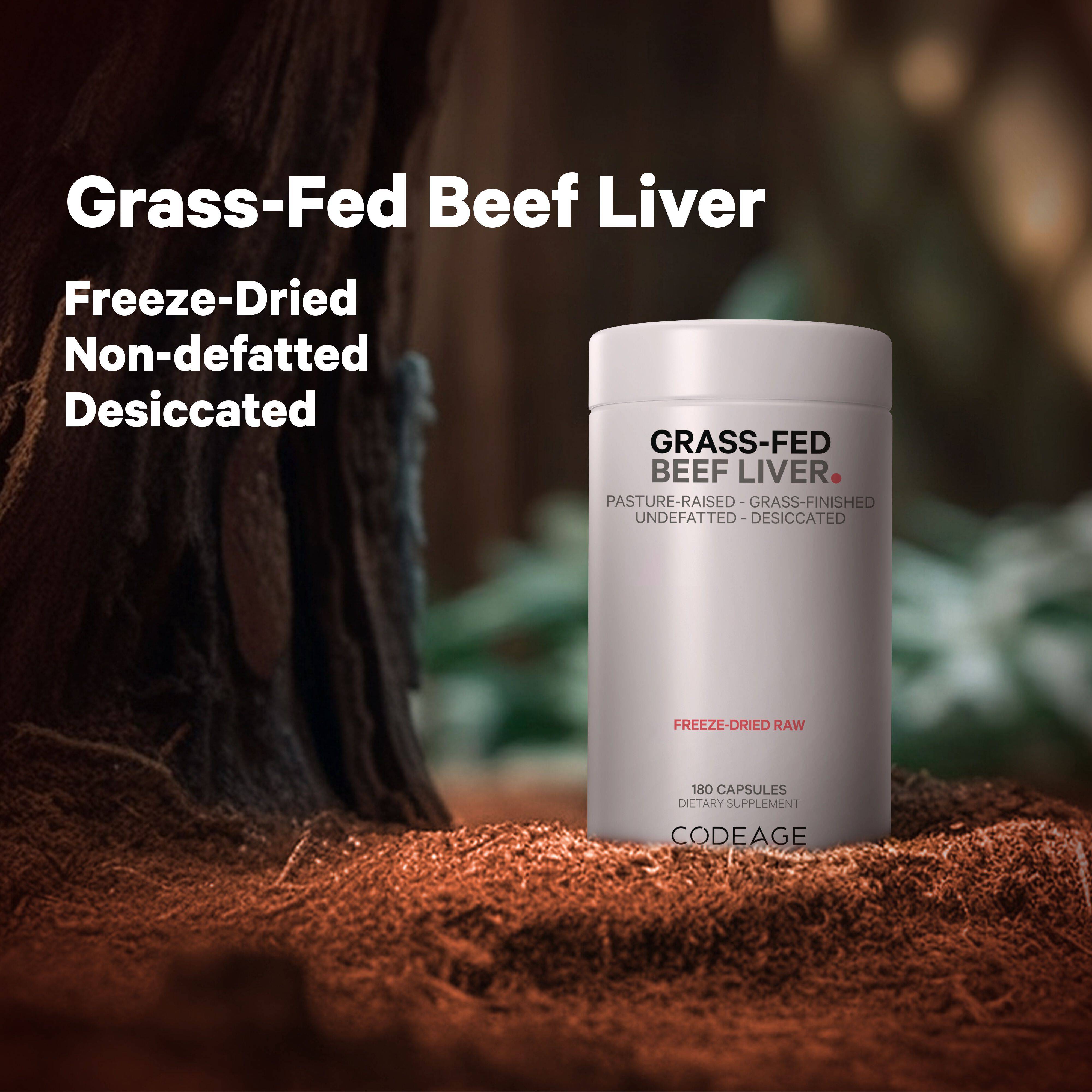 Codeage Grass-Fed Beef Liver, Grass-Finished, Pasture-Raised - 180 ct