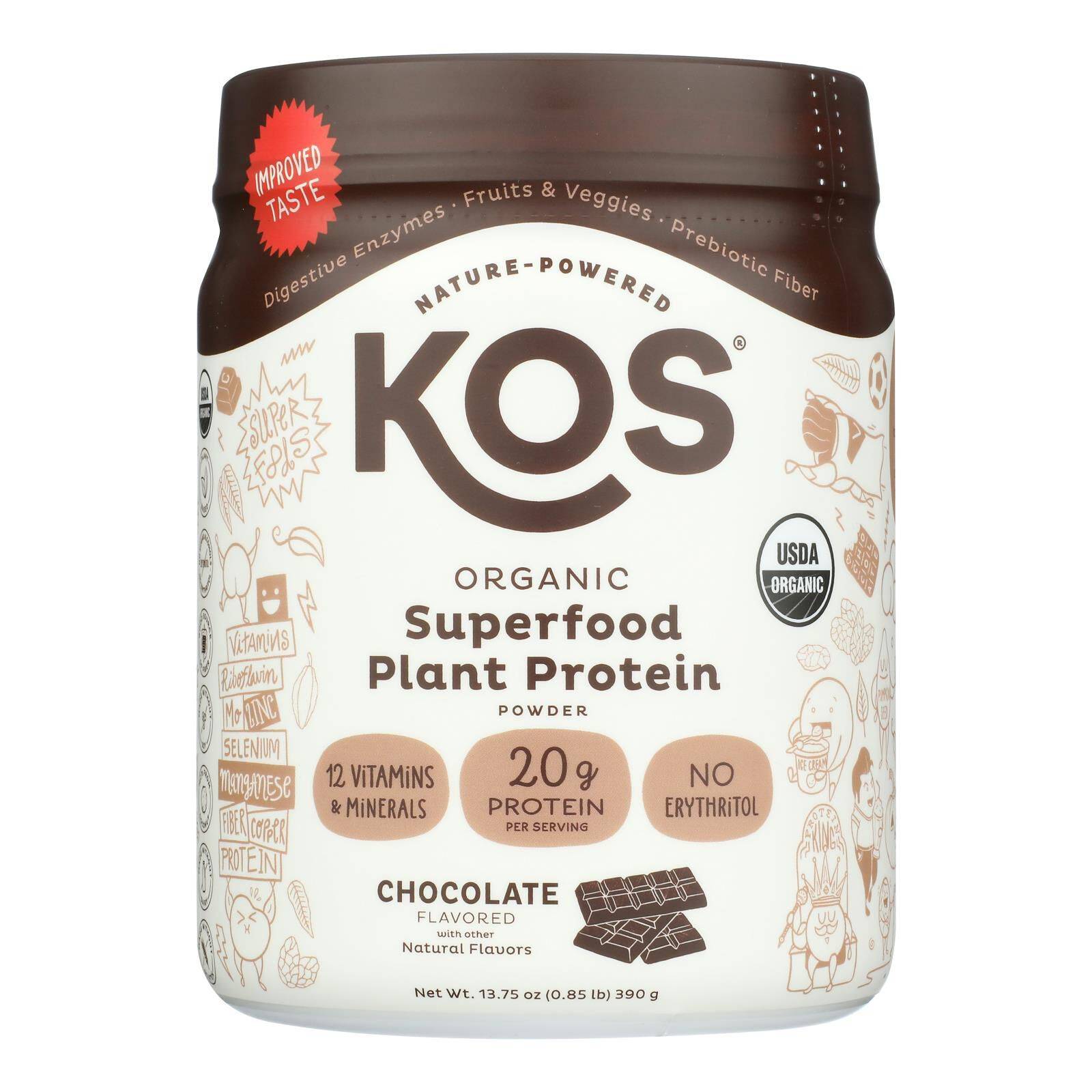 KOS Chocolate Protein Powder - 1 Each - 13.75 Oz