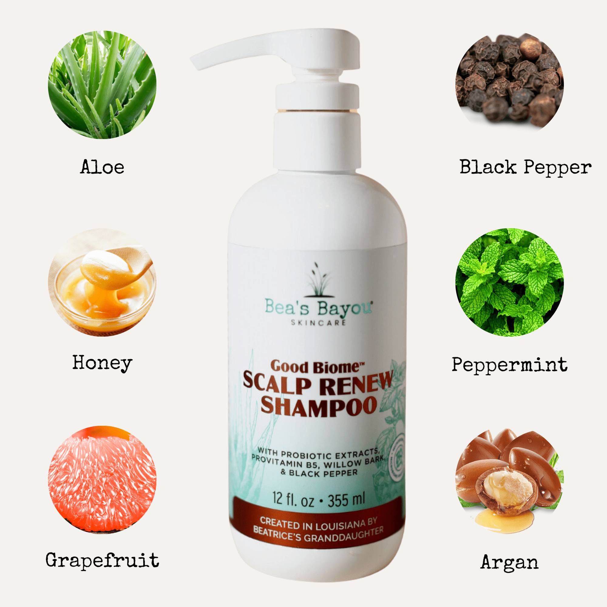 Bea's Bayou Skincare Good Biome Scalp Renew Moisturizing Shampoo 12 oz