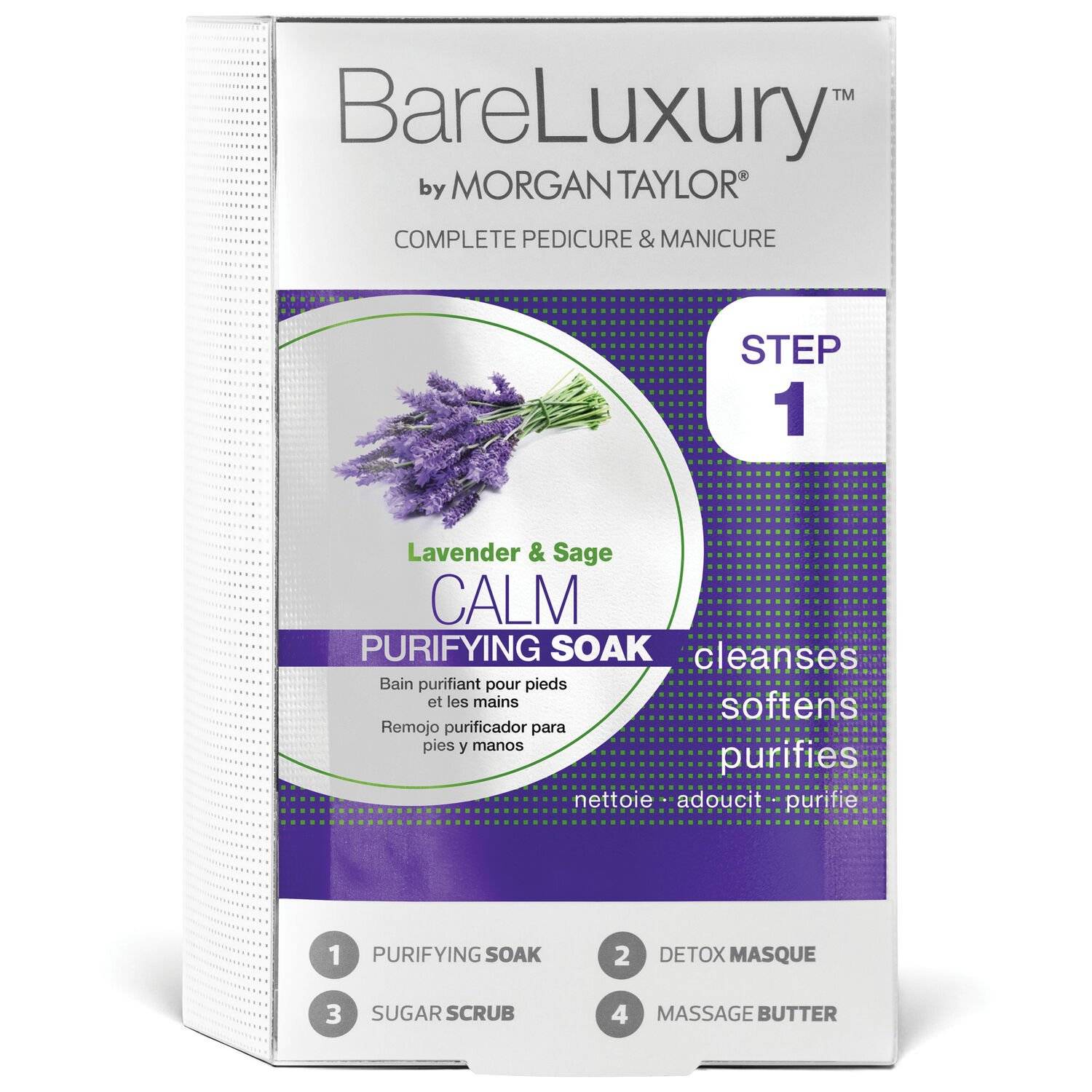 Morgan Taylor BareLuxury Calm Purifying Soak, Lavender Sage 4PK