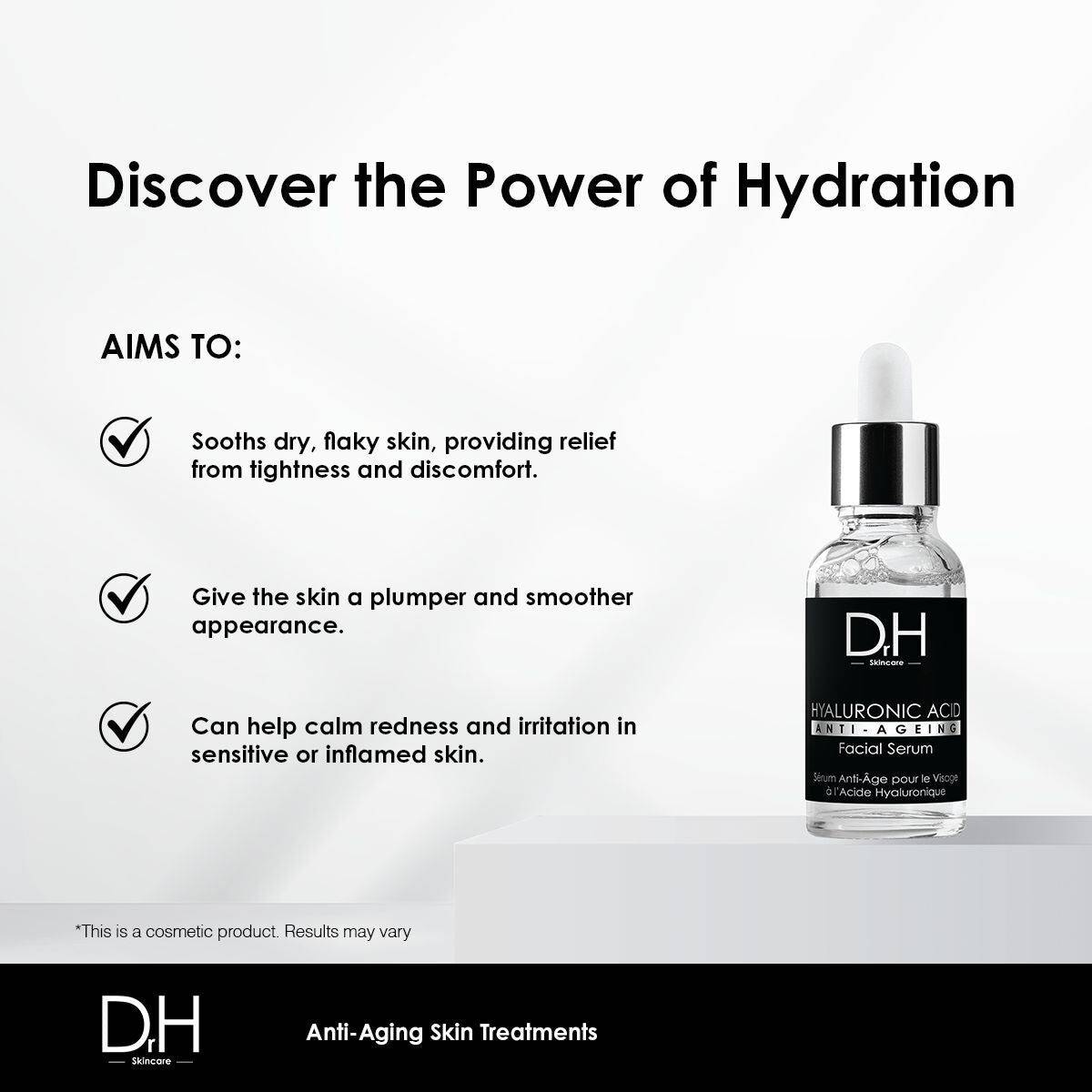 skinChemists Dr H Anti-Aging Hyaluronic Acid Facial Serum 30ml