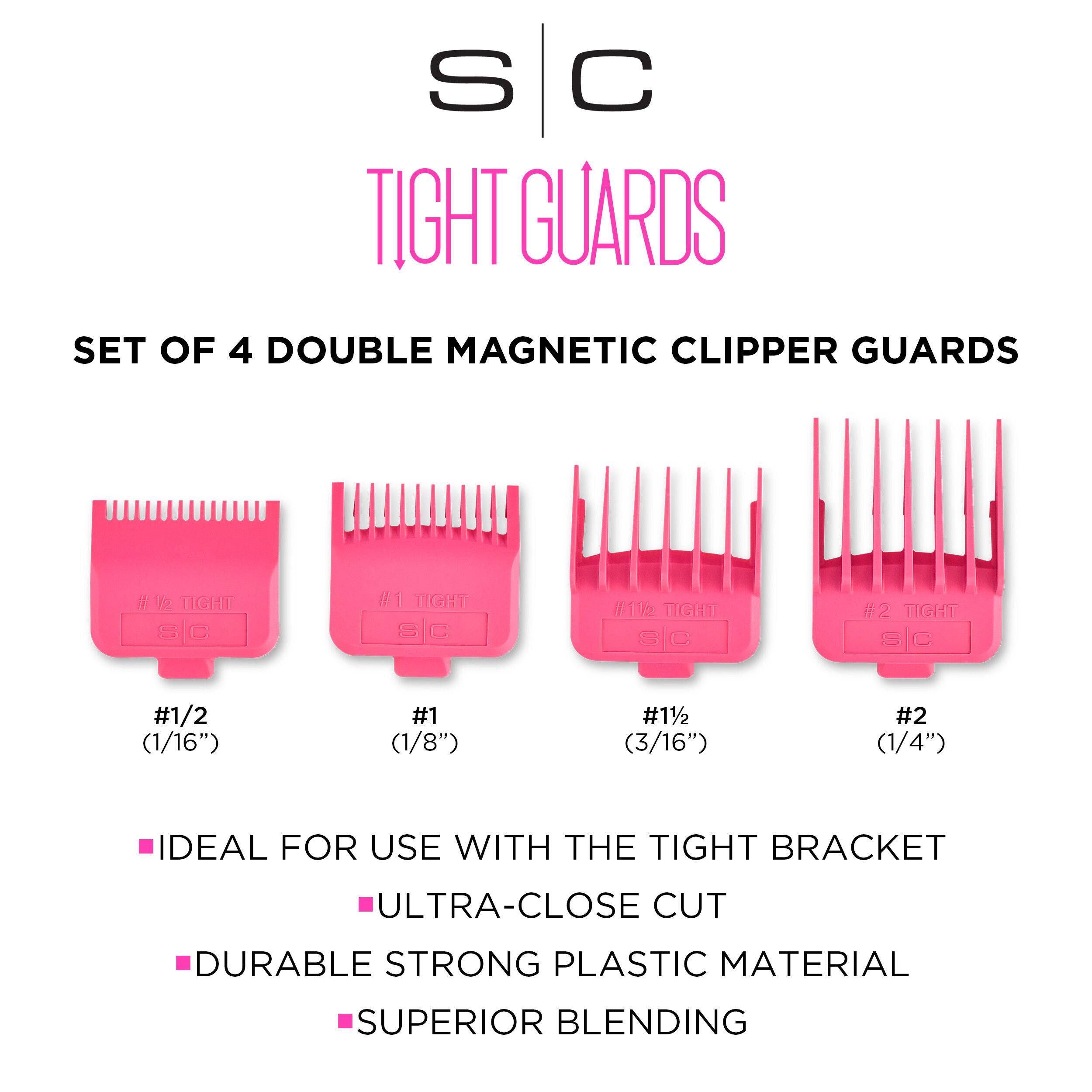 StyleCraft Professional DUB Magnetic Tight Hair Clipper Guards, 4-Pack