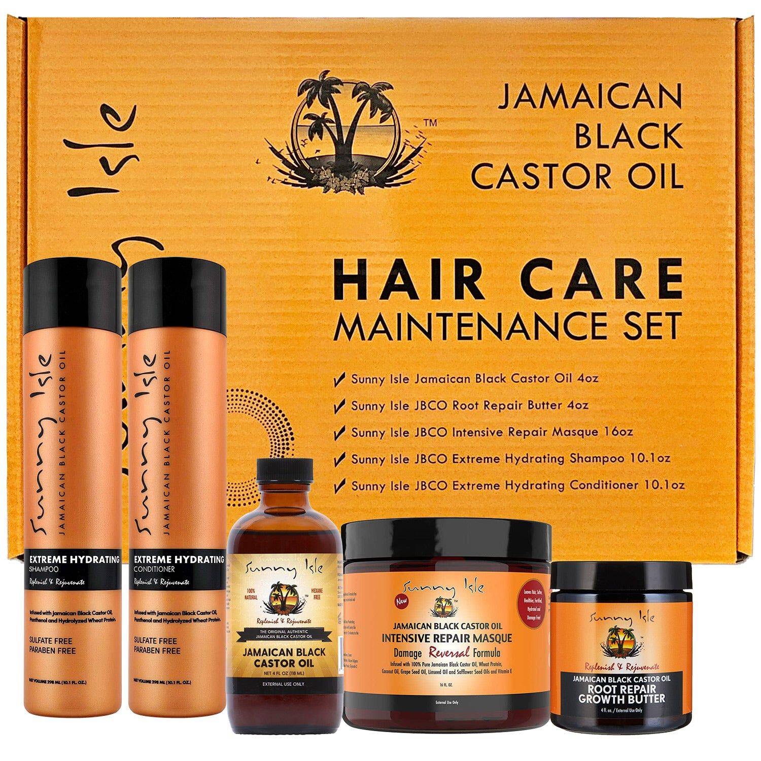 Sunny Isle Jamaican Black Castor Oil Hair Care Maintenance Set