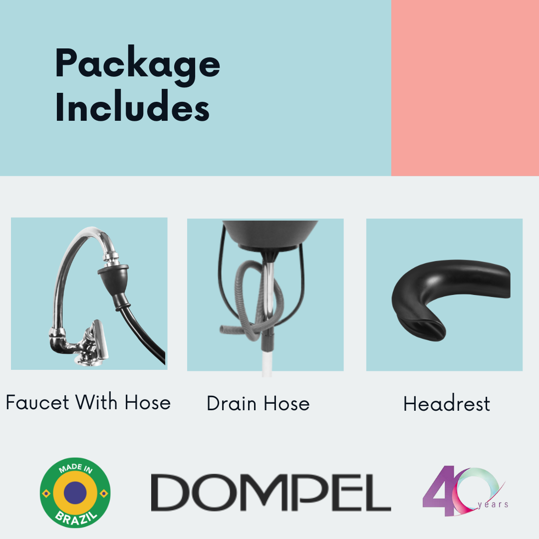 DOMPEL Portable Wash Unit with Drain Hose, Faucet and Headrest Model