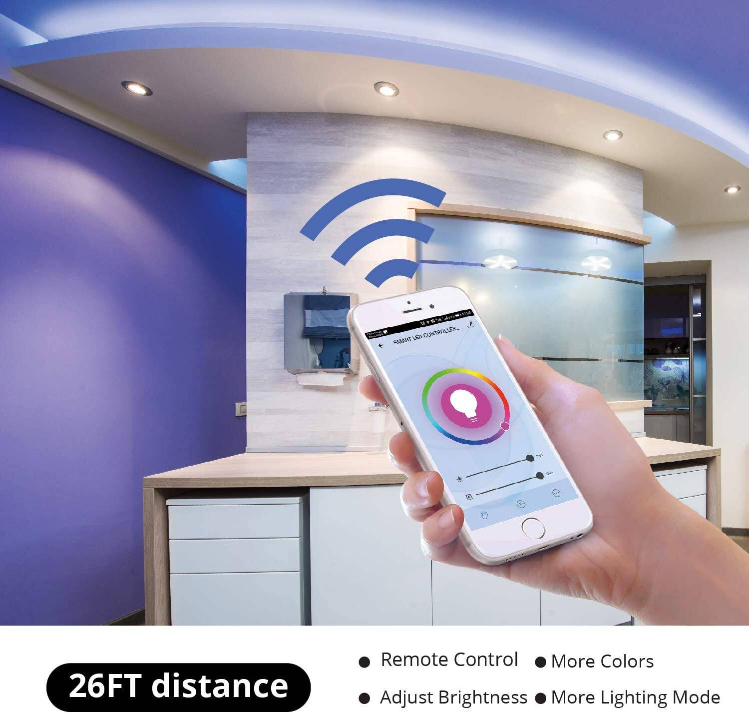 WBM SMART LEDs Strip Lights for Bedroom, Home, Kitchen, 16 ft, App Control