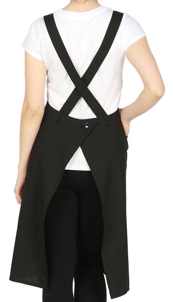 Smockers Cross Over Shoulder Apron, Professional Fitted Apron, Black