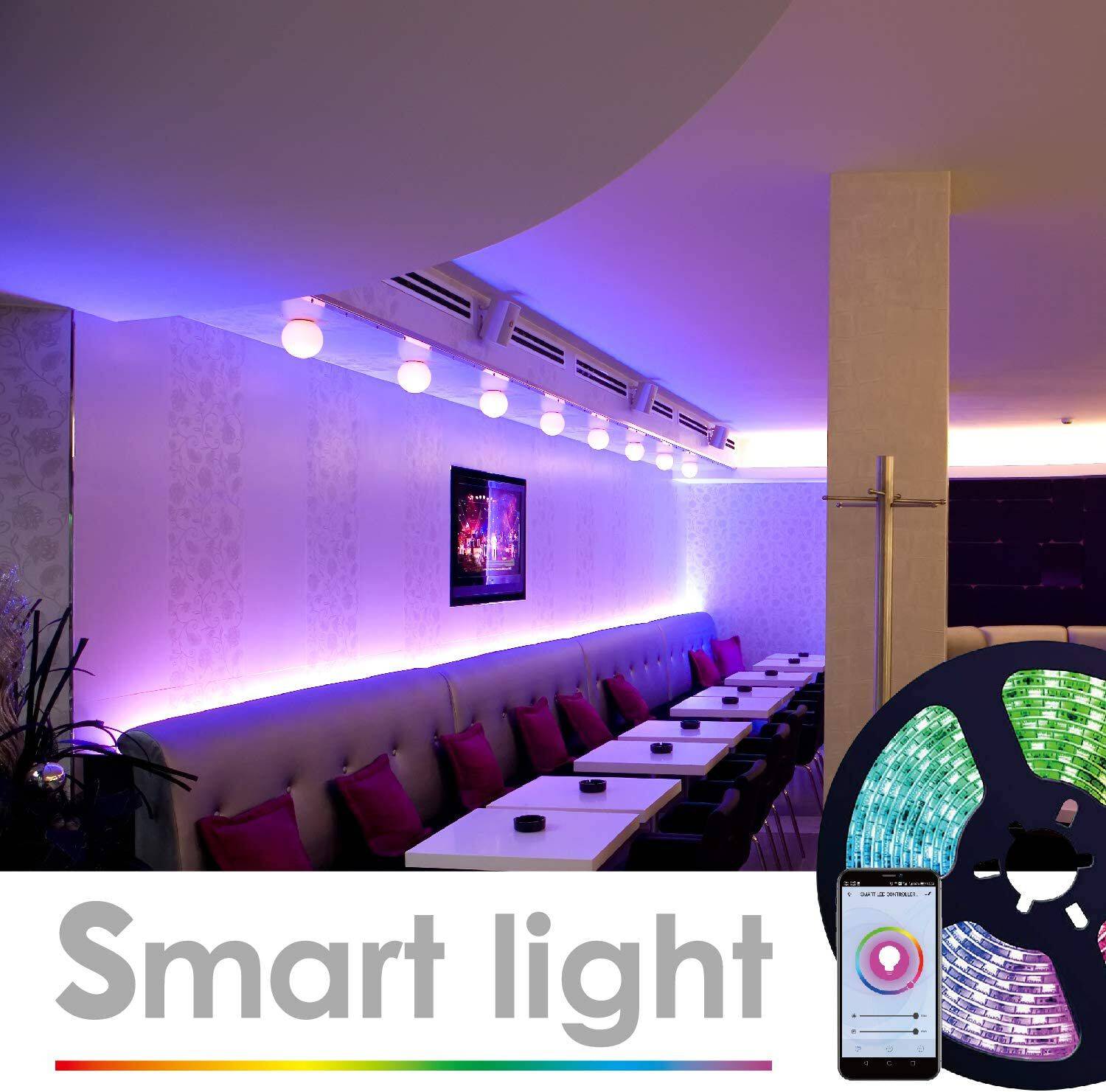 WBM SMART LEDs Strip Lights for Bedroom, Home, Kitchen, 16 ft, App Control