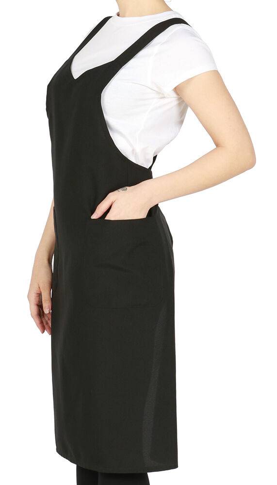 Smockers Cross Over Shoulder Apron, Professional Fitted Apron, Black
