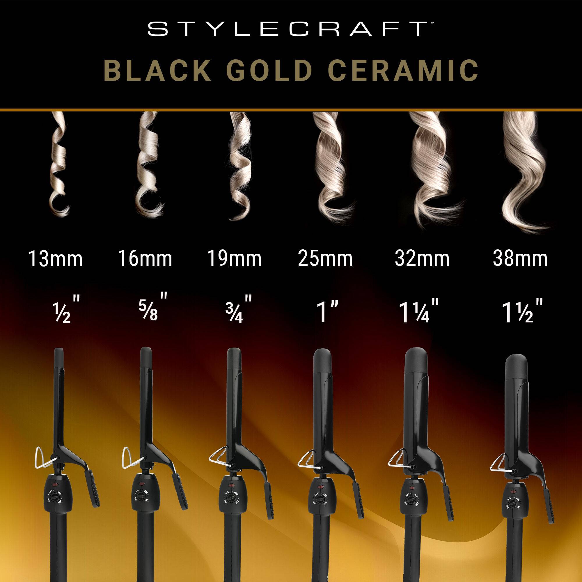 StyleCraft Black Gold Professional Curling Iron