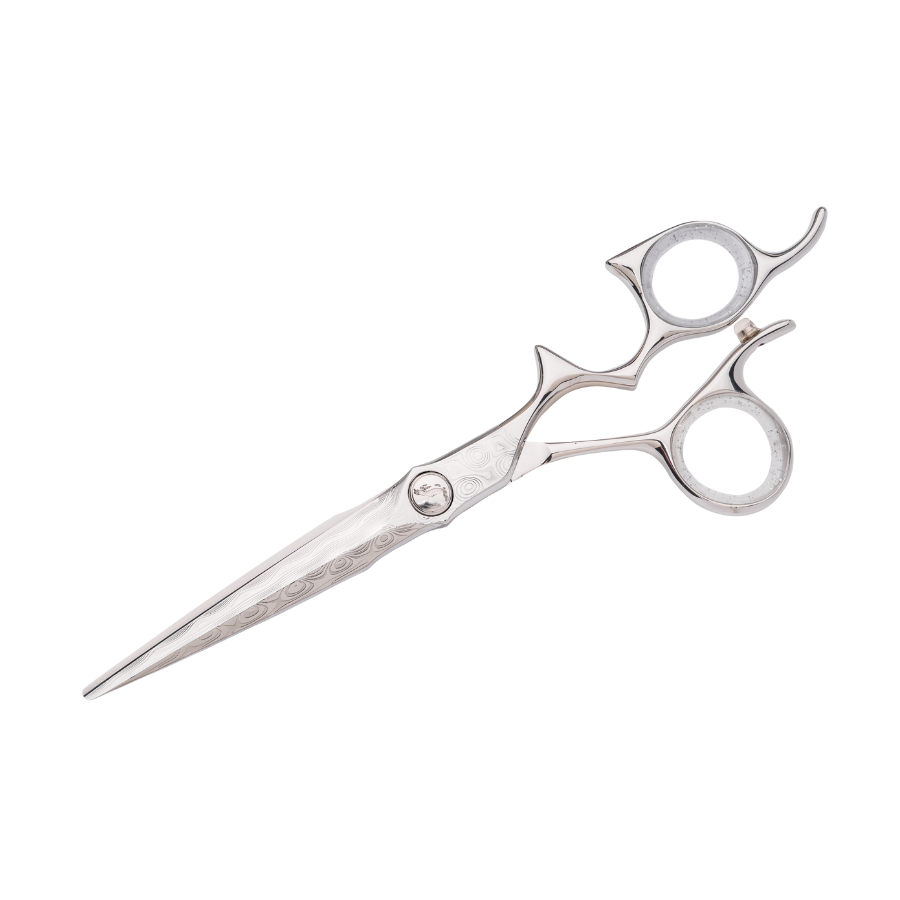 Shark Fin Shears Right Hand Damascus Non-Swivel Cutting Shear
