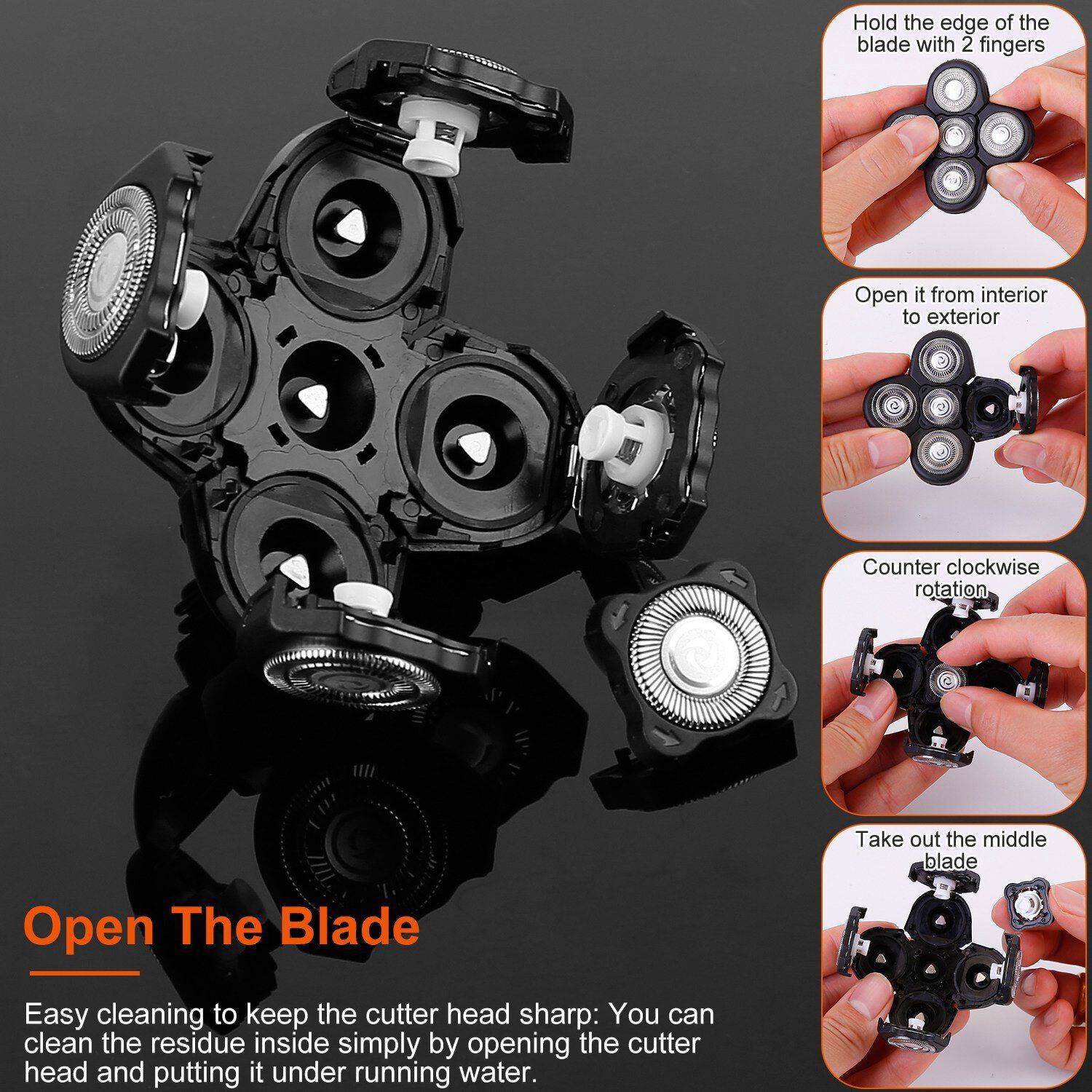 Edge Collections Men Electric Shaver Replacement Blade 5 Heads Beard Cutter Shaver Head