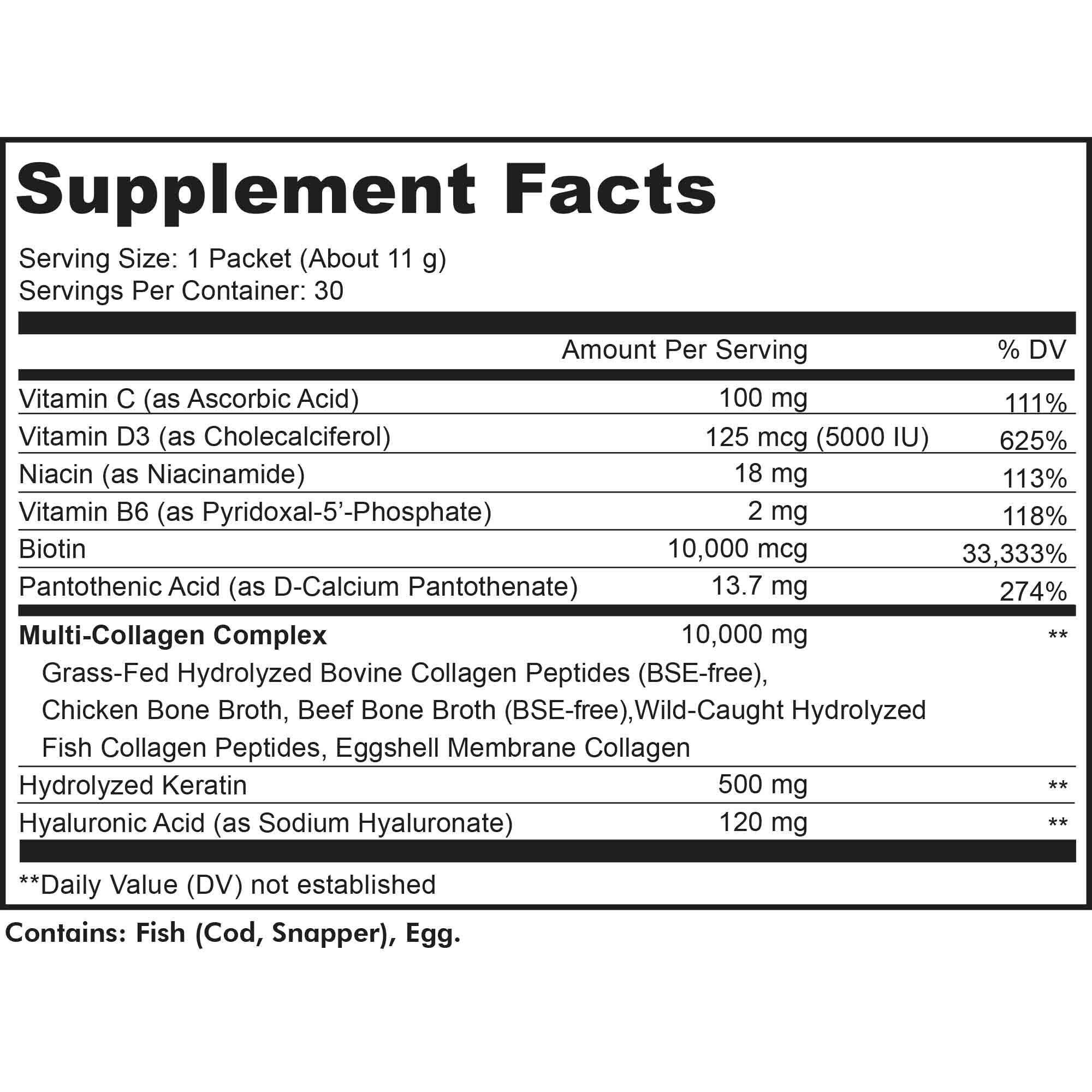 Codeage Multi Collagen and Biotin 10,000 mcg + Vitamin C Powder - 30 ...