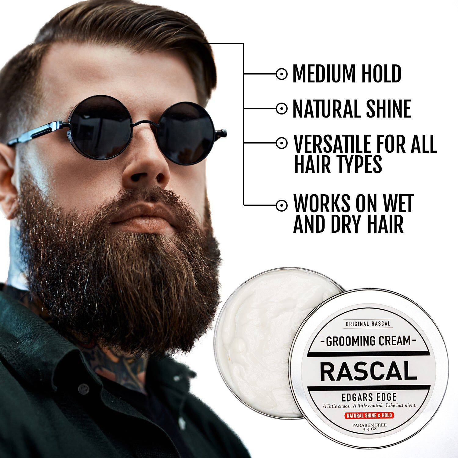 Rascal Deluxe Pomade: Edgars Edge Grooming Cream 3.4oz