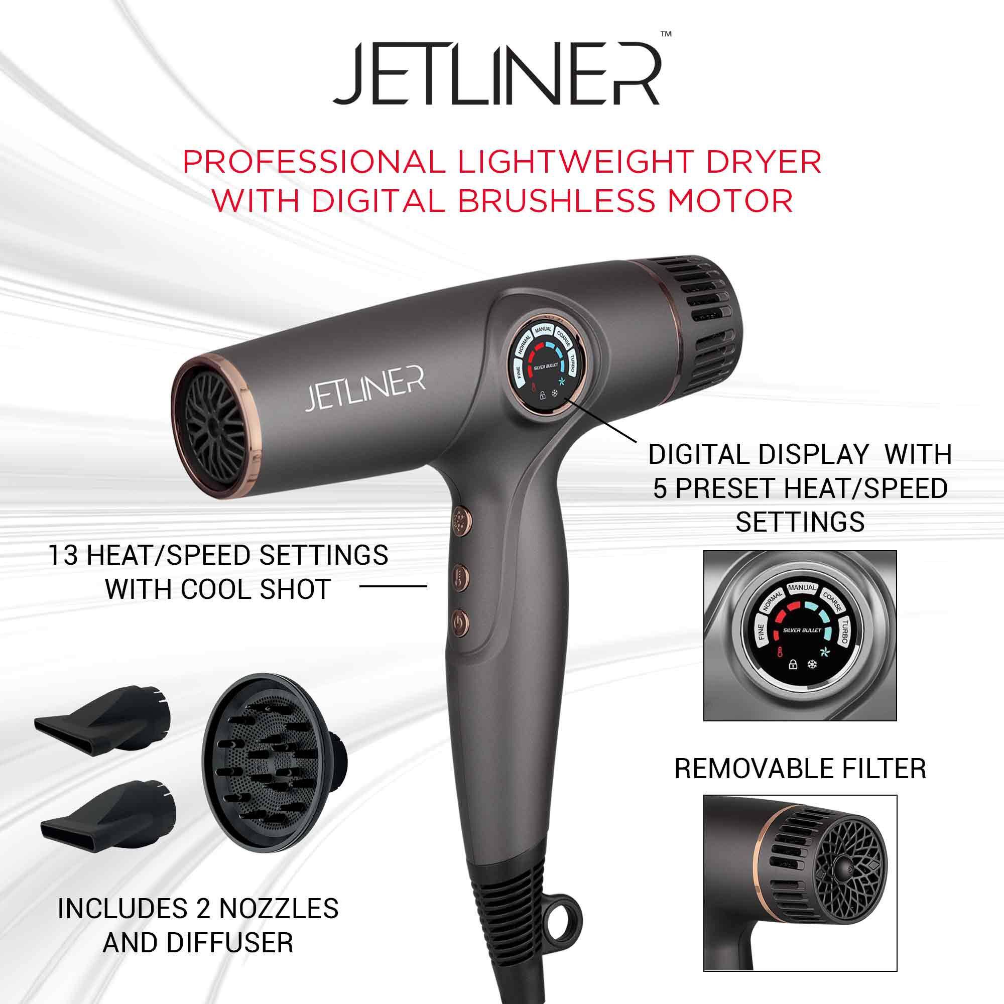 StyleCraft Silver Bullet JetLiner Pro Hair Dryer Lightweight with ...