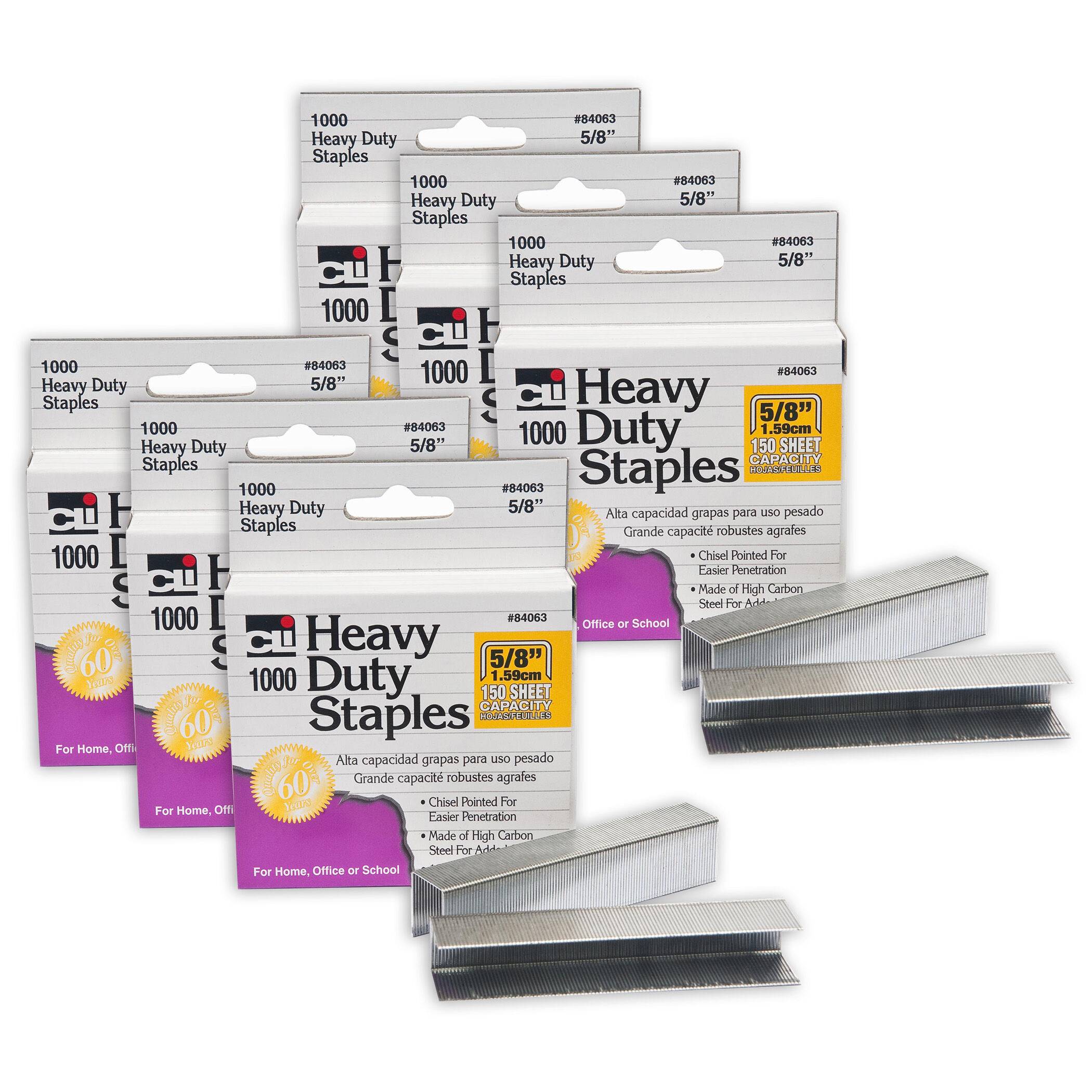 Charles Leonard Heavy Duty Staples, 1000 Per Pack, 6 Packs