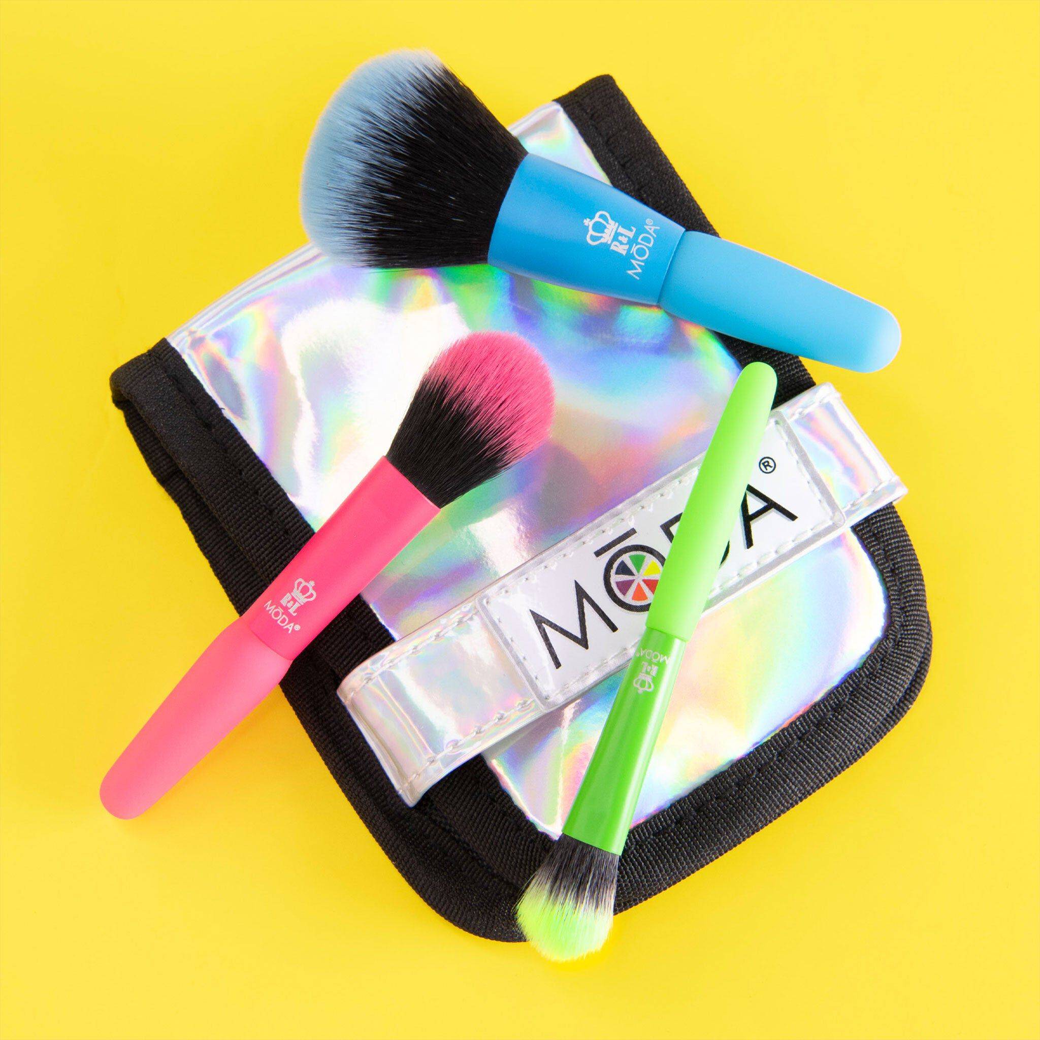 MODA Minis Totally Electric 4pc Travel Face Makeup Brush Kit