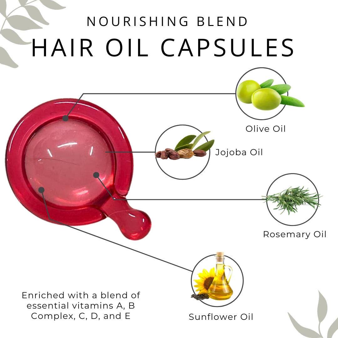 Pink Pewter Hair Oil Capsules: Olive, Jojoba, Rosemary, Sunflower