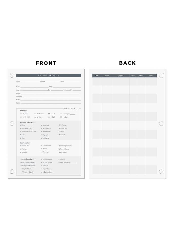 Fromm Stylist Client Profile Card Pack