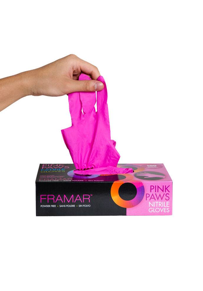 Framar Pink Paws Nitrile Gloves - 100 ct.