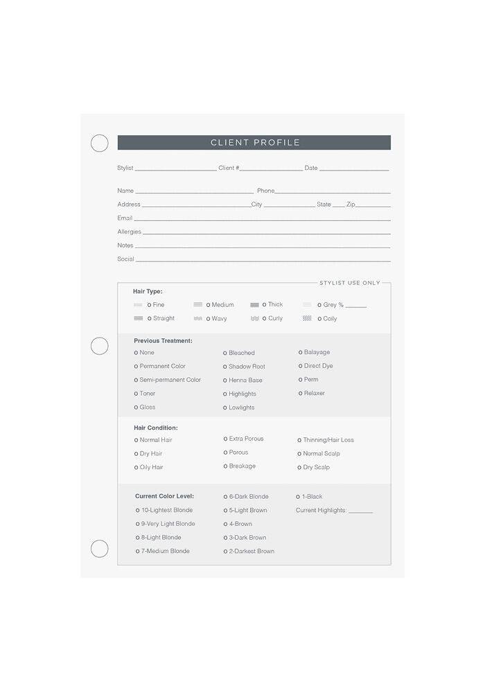 Fromm Stylist Client Profile Card Pack